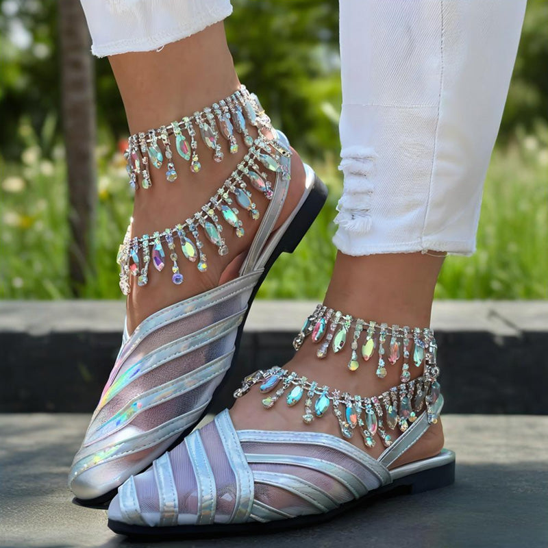 Mesh Sandals with Rhinestone Anklets - Hot Sale 40% OFF🔥 – furanshop