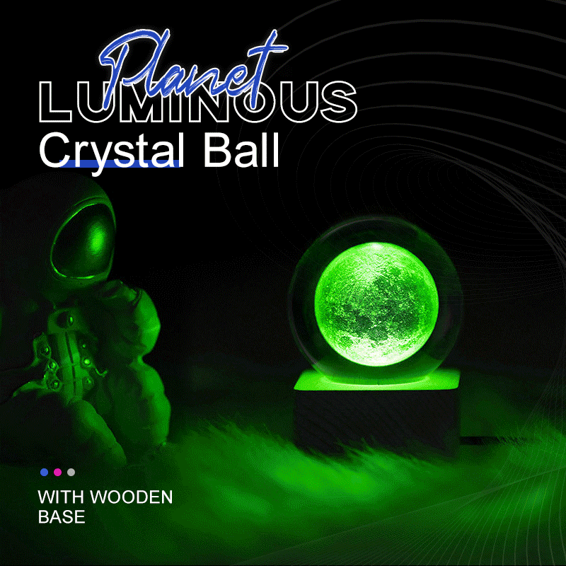 Luminous Planet Crystal Ball with Wooden Base – furanshop